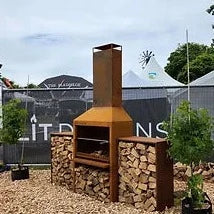 Corten Steel Outdoor Fireplace Starfire Designs Metal Gravity 60" X